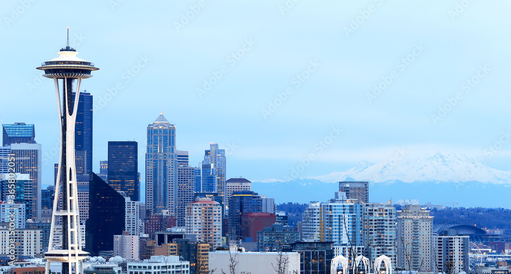 The Space Needle, Seattle Skyline, view from Kerry Park. It is one of ...
