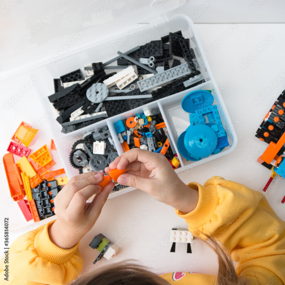 October, 2017. Minsk, Belarus. STEM education class. Robotics. The Lego ...