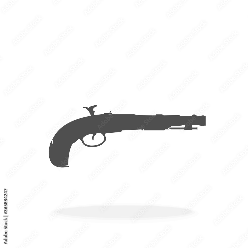 Flintlock Musket Pistol Vector Illustration Symbol - Retro Weapon ...