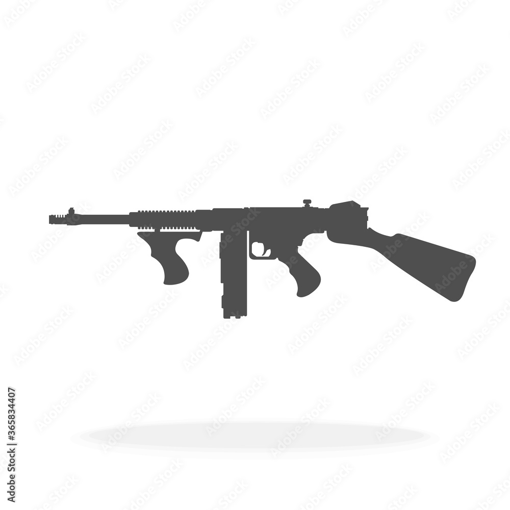 Tommy Gun Vector Illustration Symbol - Thompson Submachine gun Gangster ...