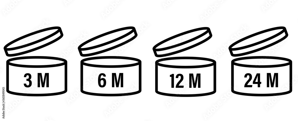 3 6 12 24 M period after opening PAO symbol for cosmetics packaging ...