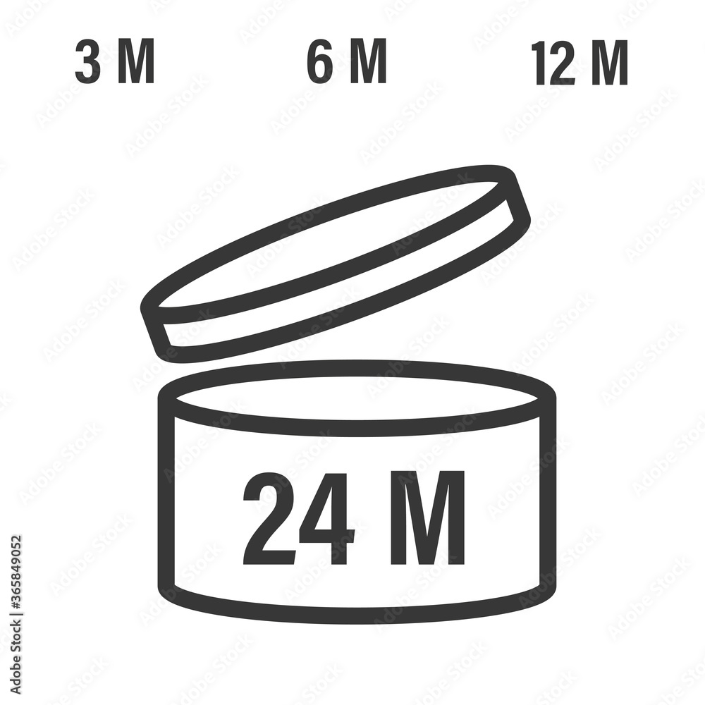3 6 12 24 M period after opening PAO symbol for cosmetics packaging ...