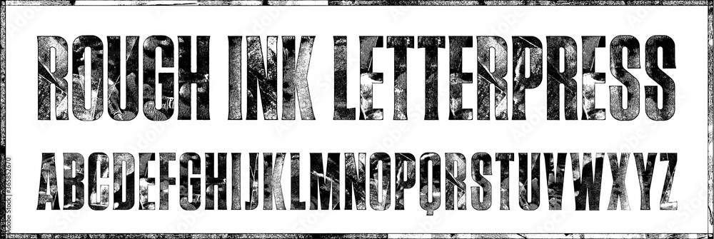 Rough Rolled Ink Letterpress Condensed Display Font. Works well at ...