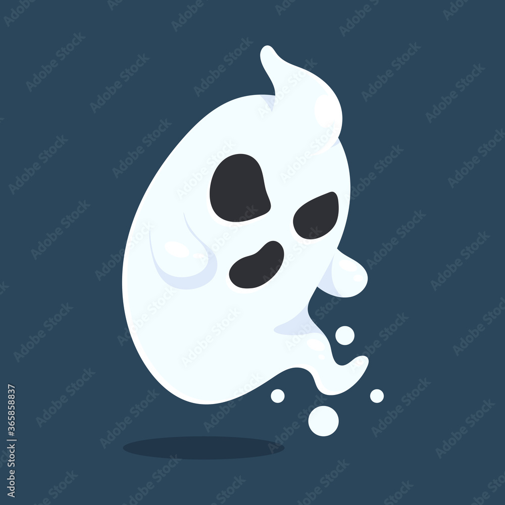 Halloween Ghost Cartoon. The scary and evil ghosts face flew out to ...