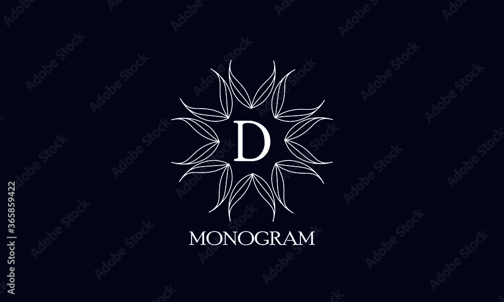 Creative monogram design with letter D on a black background. Sample ...