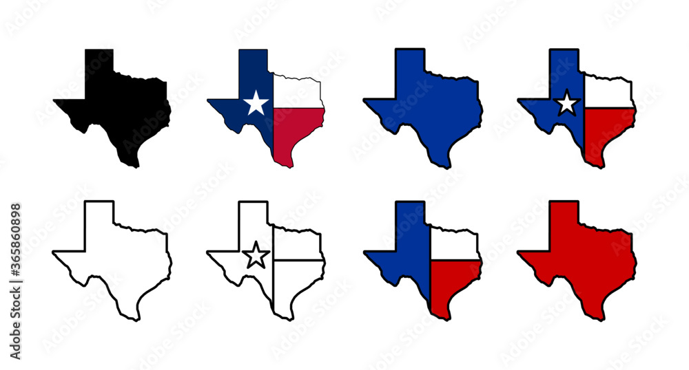 Set of Texas map icons. Texas map icon. Texas symbol. Stock Vector ...