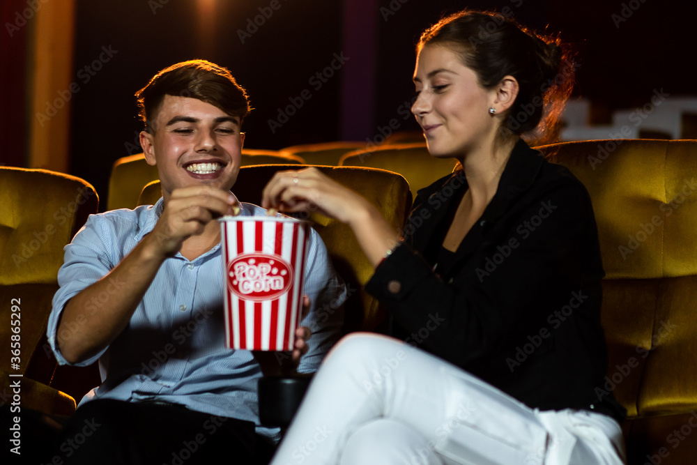 People audience watching movie in the movie theater cinema. Group ...