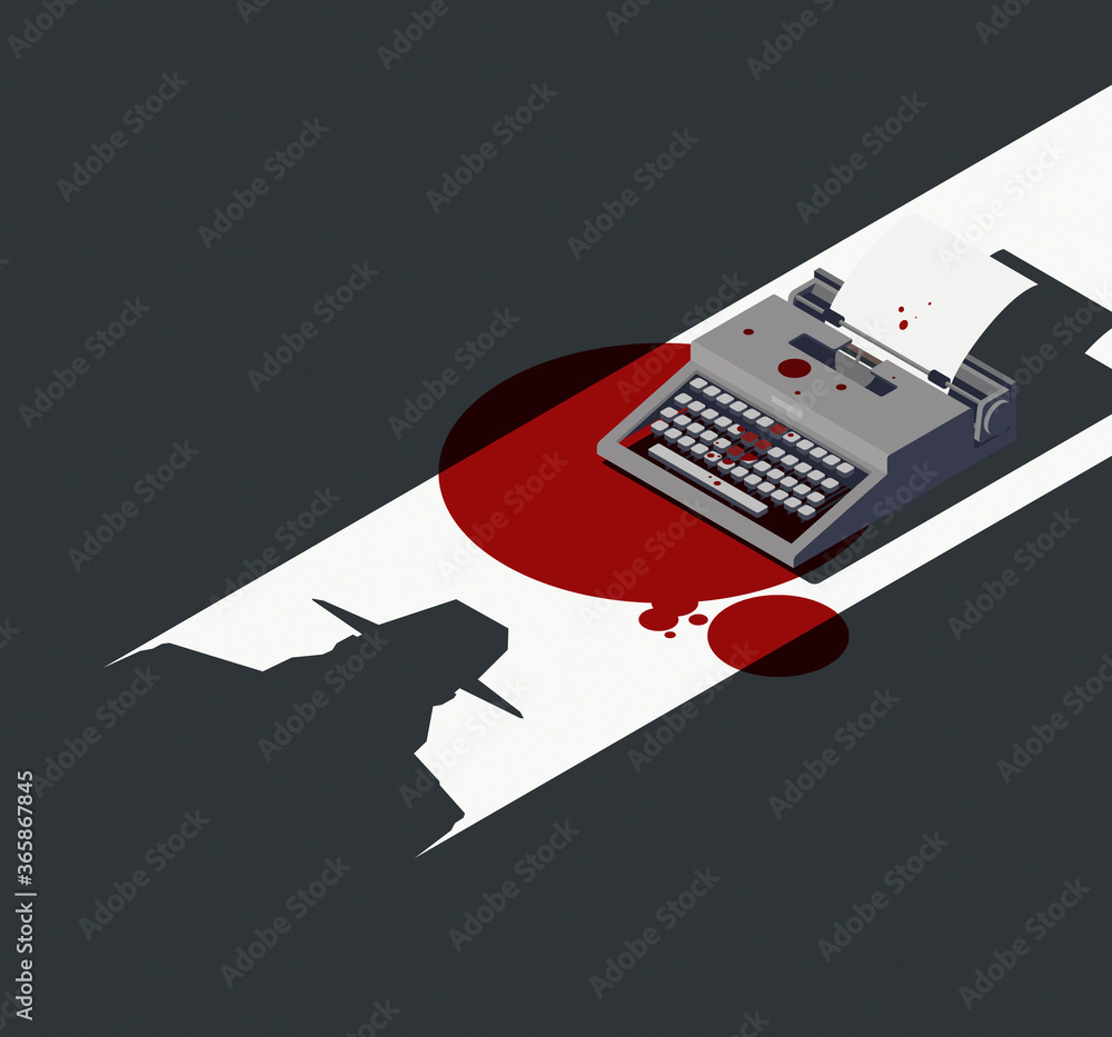 Detective and vintage typewriter with blood stains Stock Illustration ...