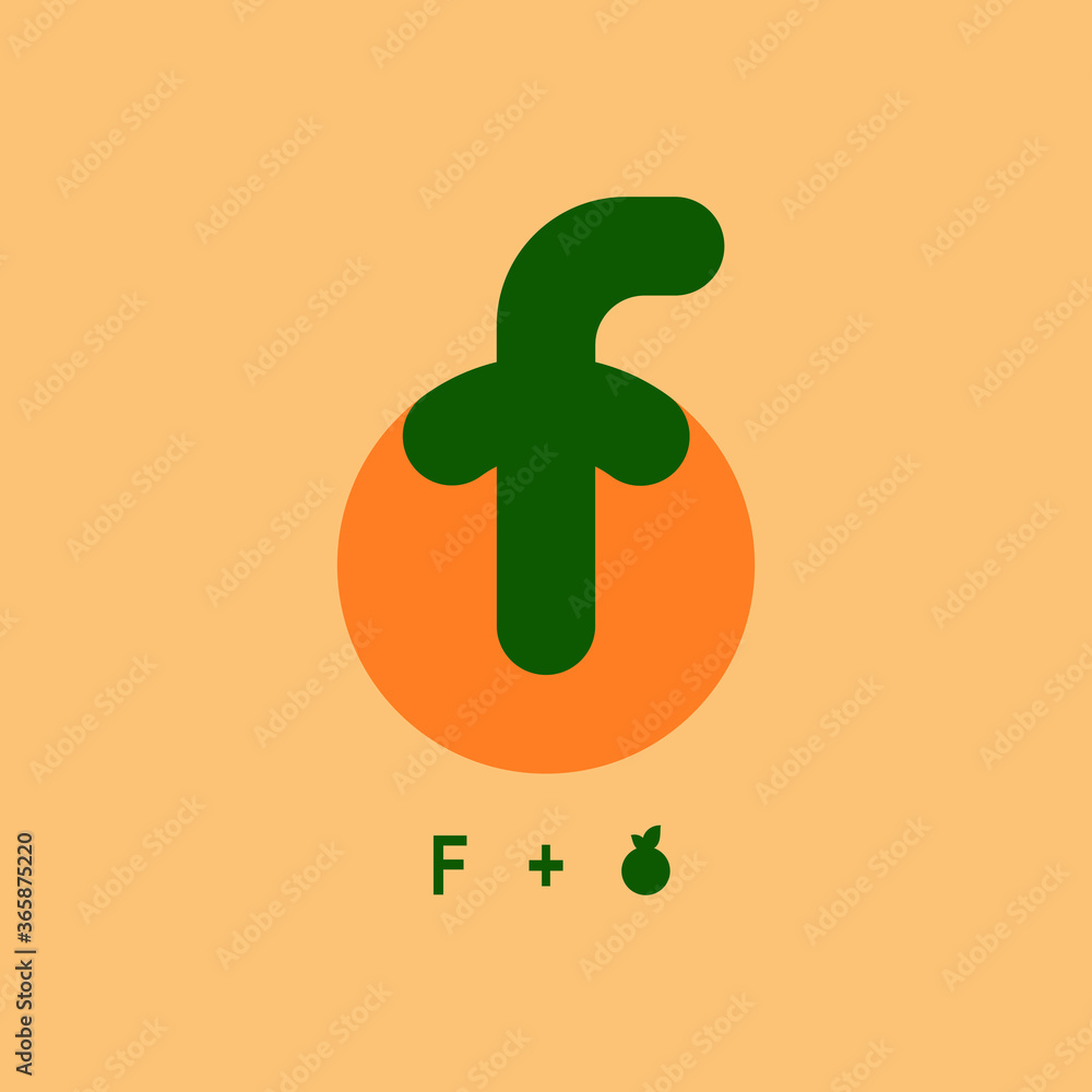 initials F logo for Fruit with a simple flat design style and uses a ...