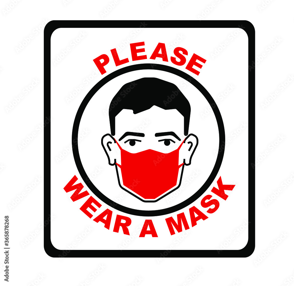 please wear a mask sign vector Stock Vector | Adobe Stock