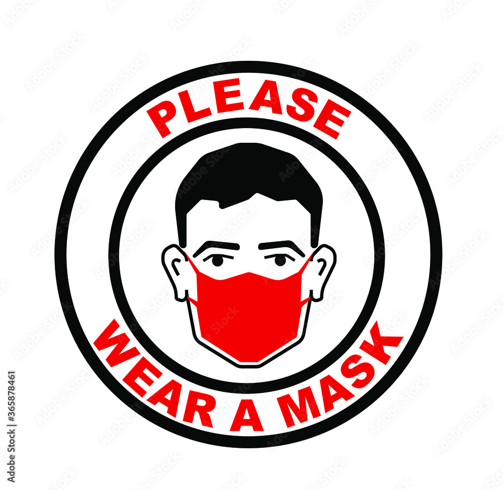 please wear a mask sign vector Stock Vector | Adobe Stock