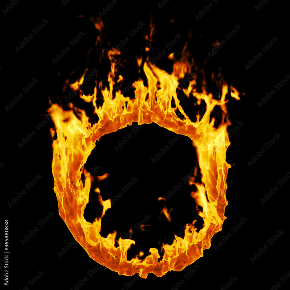 Fire ring on a black background. Flame illustration. High resolution ...