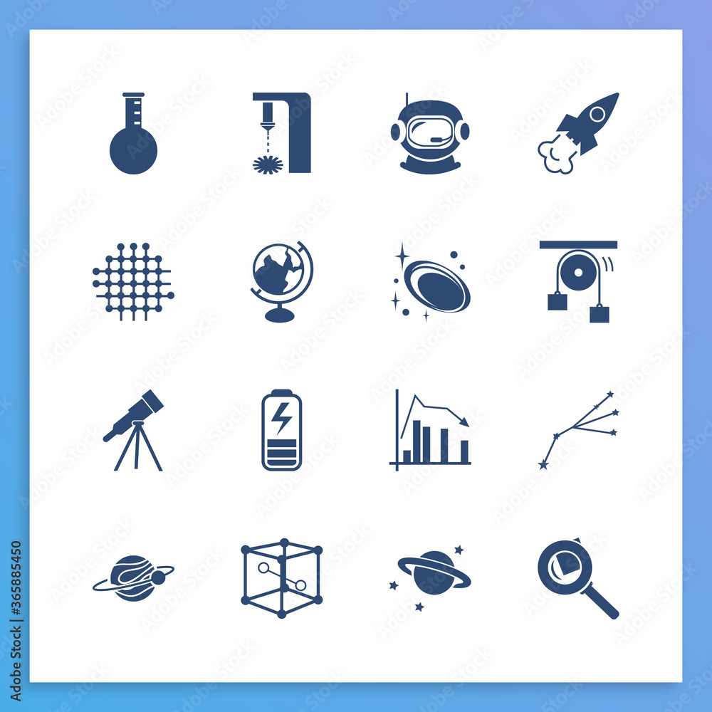 Physical icon set and charging with telescope tube, constellation and ...