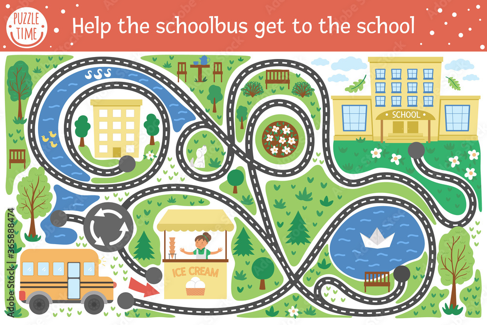 Back to school maze for children. Preschool printable educational ...