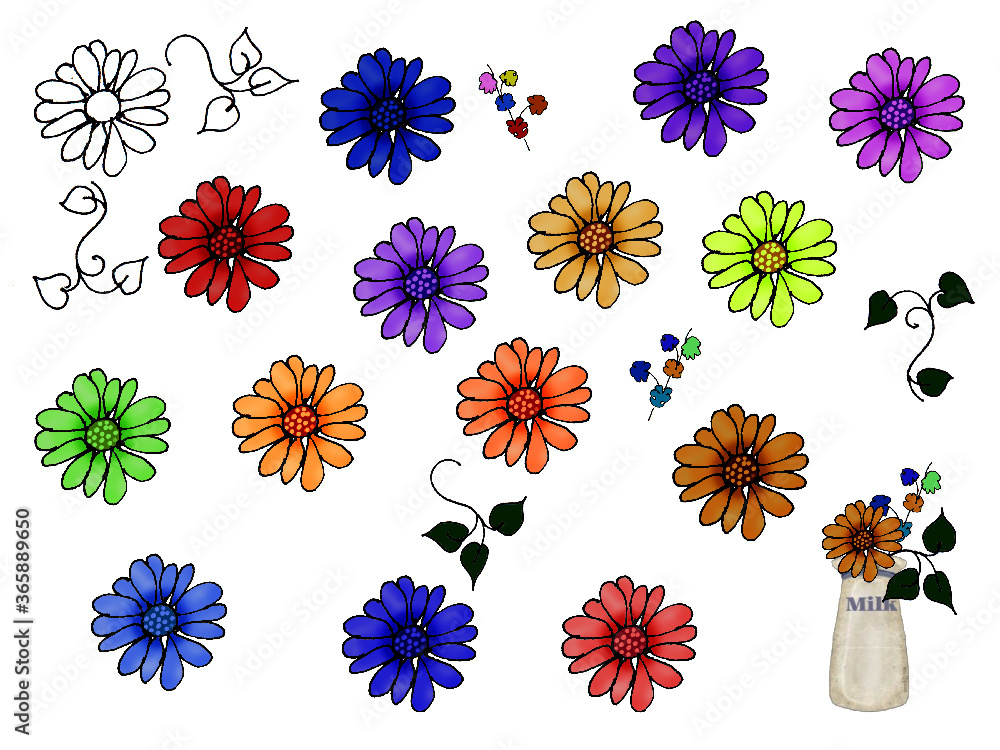 Flower Clip Art Builder Sets Stock Vector | Adobe Stock