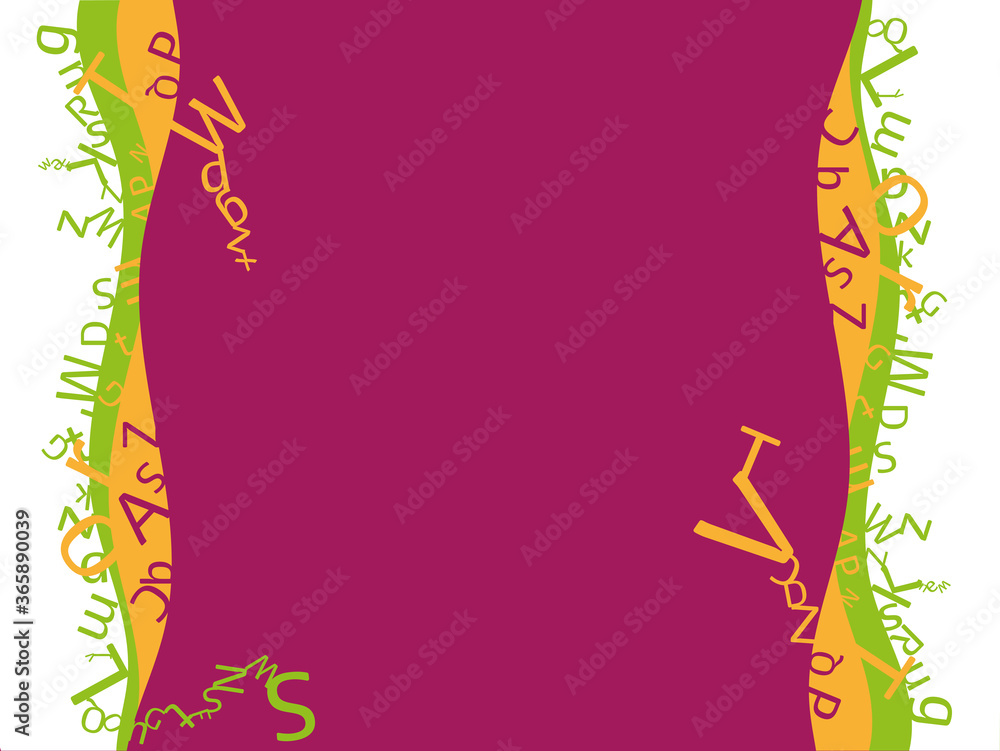 Alphabet wave banner with letters as background. Colored letter border ...