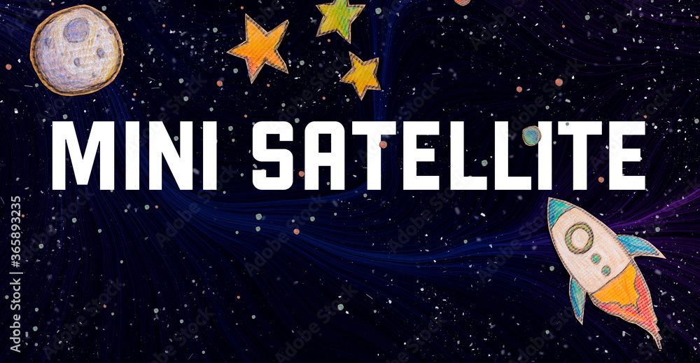 Mini Satellite theme with space background with a rocket, moon, and ...