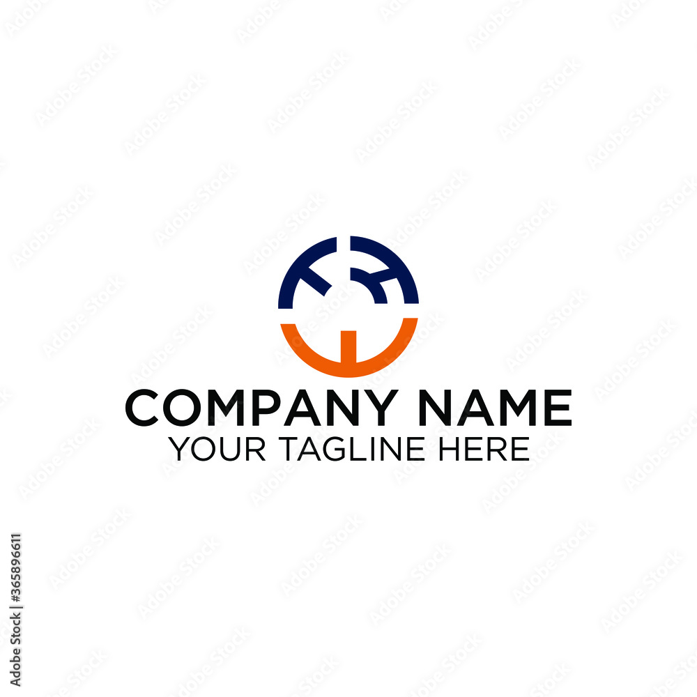 Monogram huruf T logo mockup inisial isometrik ungu dan oren bersama ...