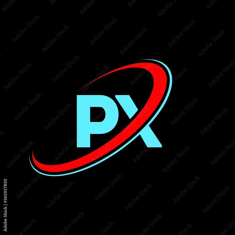 PX P X letter logo design. Initial letter PX linked circle uppercase ...