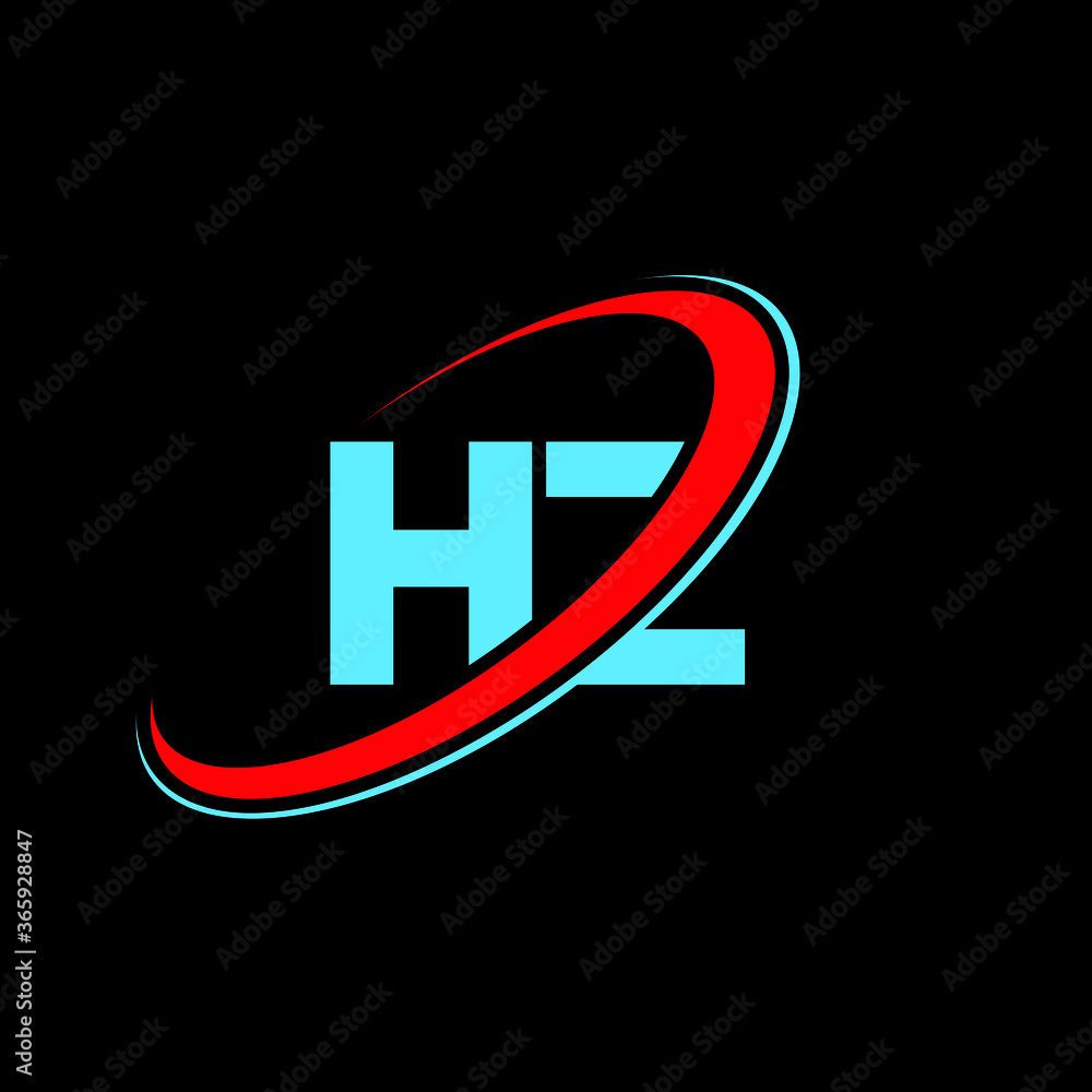 HZ H Z letter logo design. Initial letter HZ linked circle uppercase ...