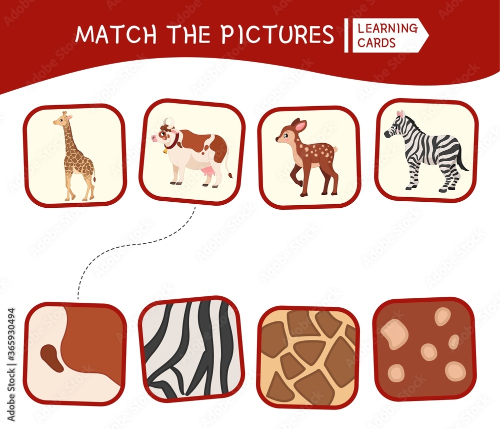 Matching children educational game. Match animals and patterns ...