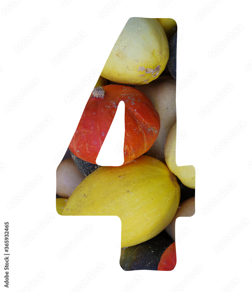 Number 4 from a here available alphabet of single letters and numbers ...