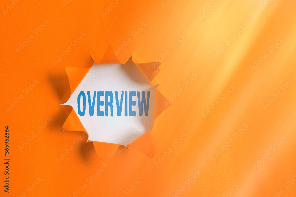 Text sign showing Overview. Business photo text description of facts ...