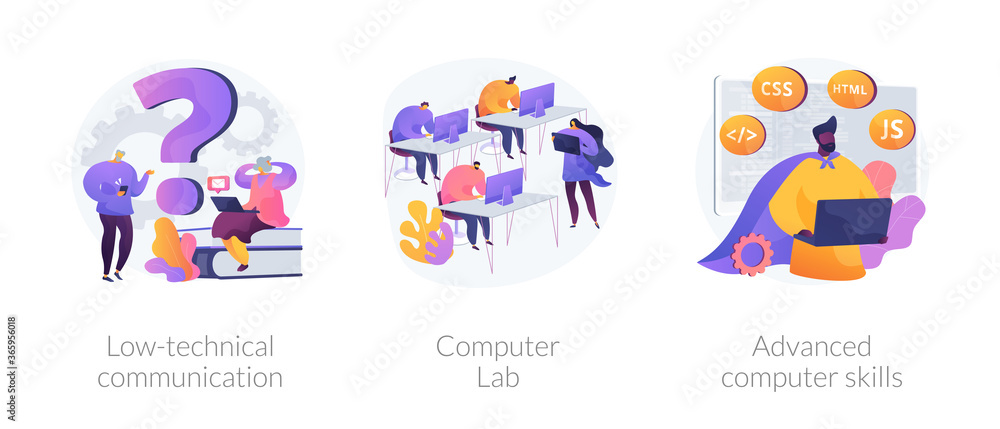 Computer skills requirement abstract concept vector illustration set ...