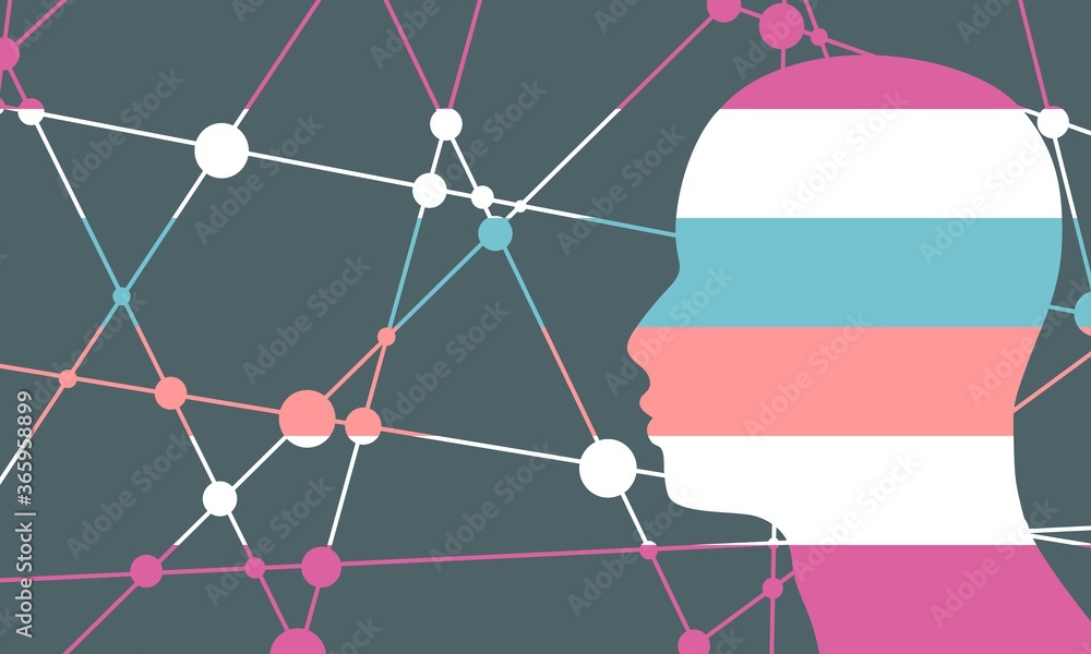 Head textured by transgender transsexual pride flag. Unconventional ...
