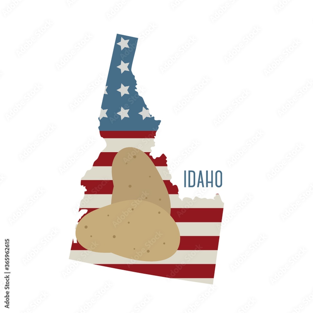 idaho state map with potatoes Stock Vector | Adobe Stock