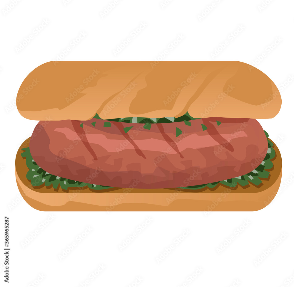 fast food hot dog choripan chorizo sausage meat traditional sandwich ...