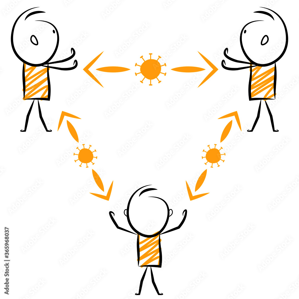 cartoon stickman: corona virus, social distance, stand with distance ...