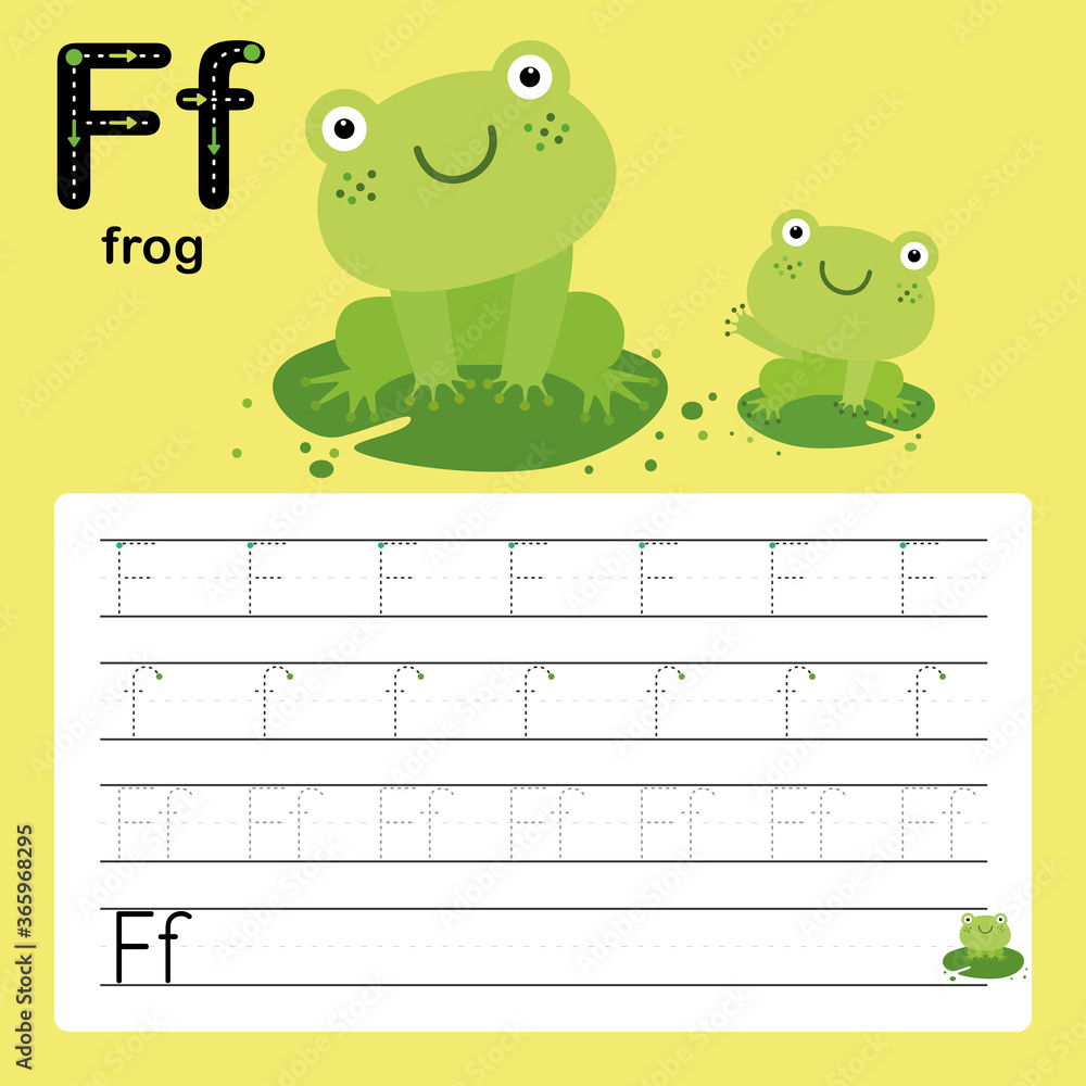 F, frog, Alphabet tracing worksheet for preschool and kindergarten to ...