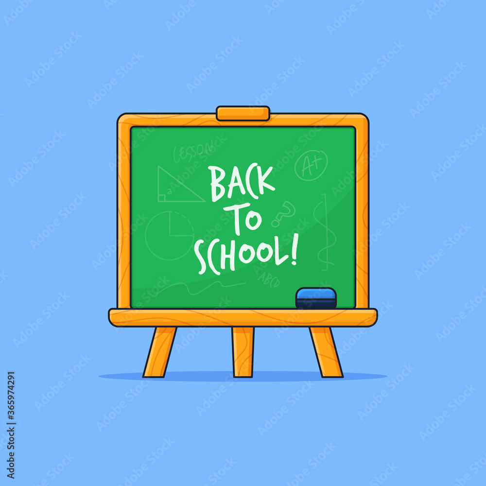 chalkboard with back to school text chalk writing vector illustration ...
