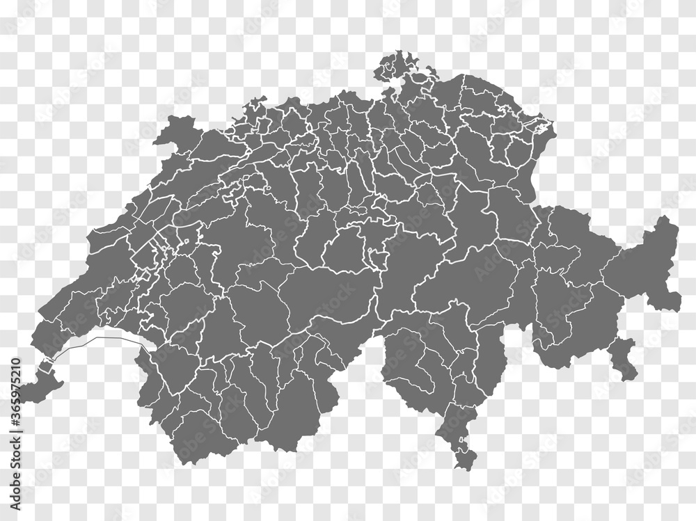 Blank map Switzerland. Departments of Switzerland map. High detailed ...