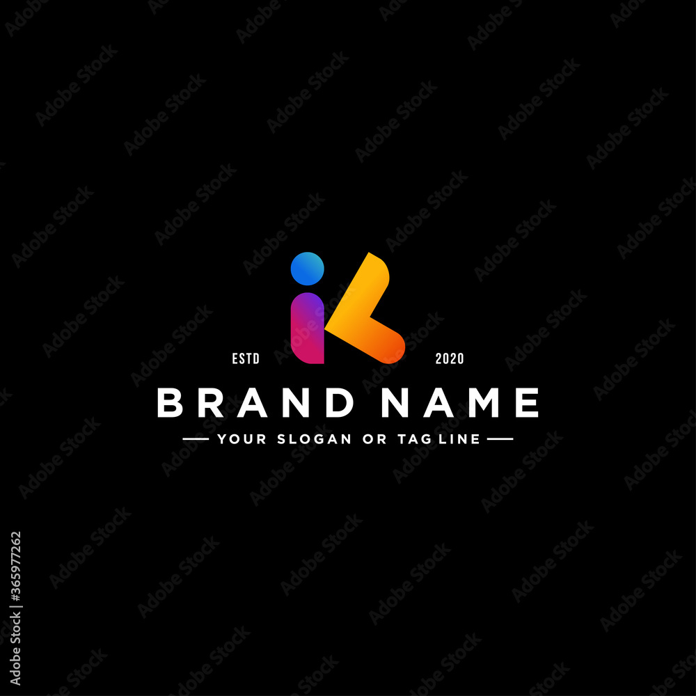 letter IK colorful logo design vector Stock Vector | Adobe Stock