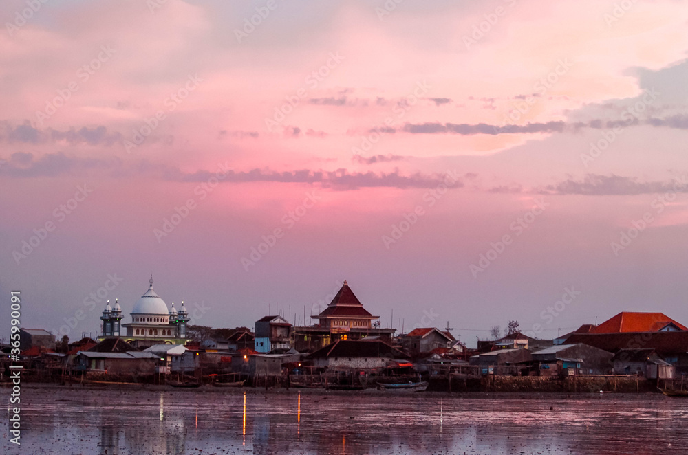 The beauty of the Kenjeran beach in Surabaya, Indonesia in the ...