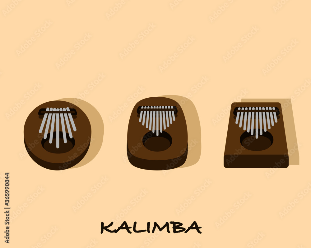 Set of Thumb piano or kalimba ( Mbira } vector cartoon icon ...