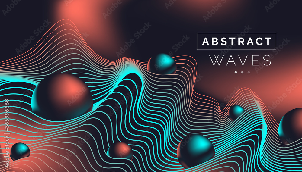 abstract futuristic background banner design with 3d spheres dynamic ...