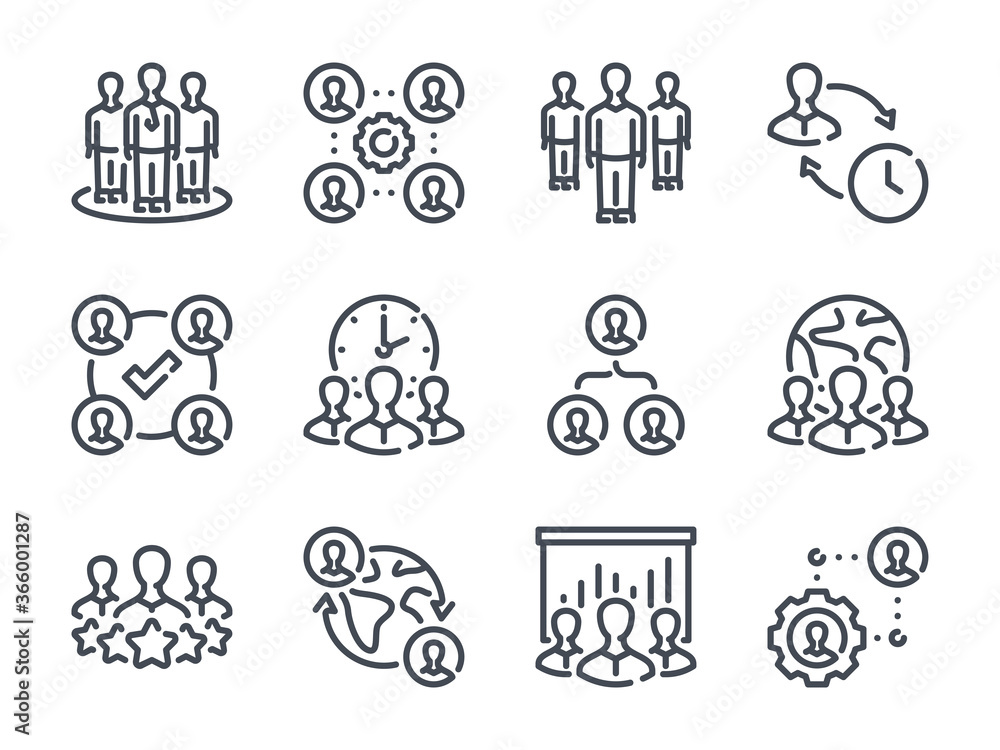 Team Work related line icons. Face protection and Face safety equipment ...