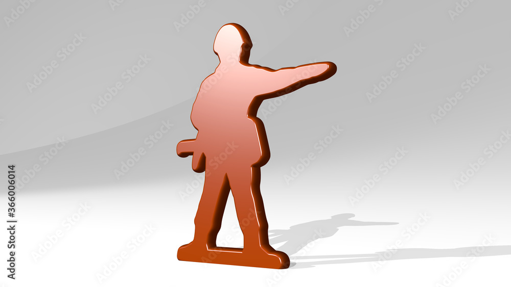 SOLDIER COMMANDING made by 3D illustration of a shiny metallic ...