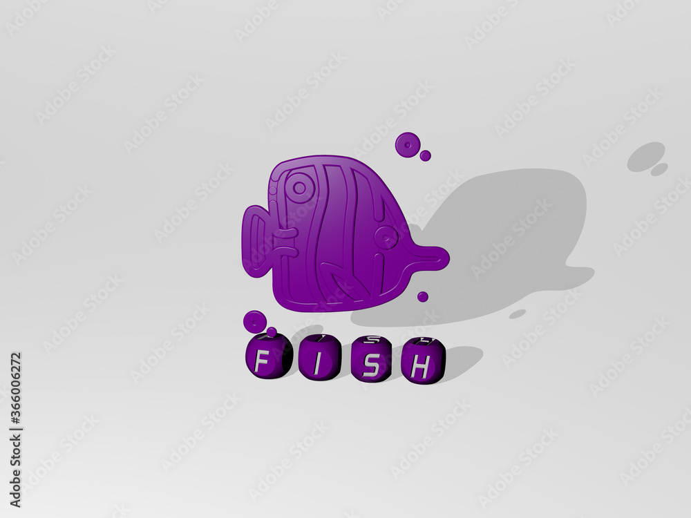 3D representation of FISH with icon on the wall and text arranged by ...