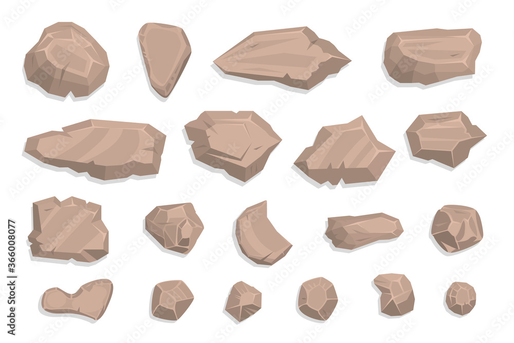 Stones set. Top view. Collection for landscape design, plan, maps ...