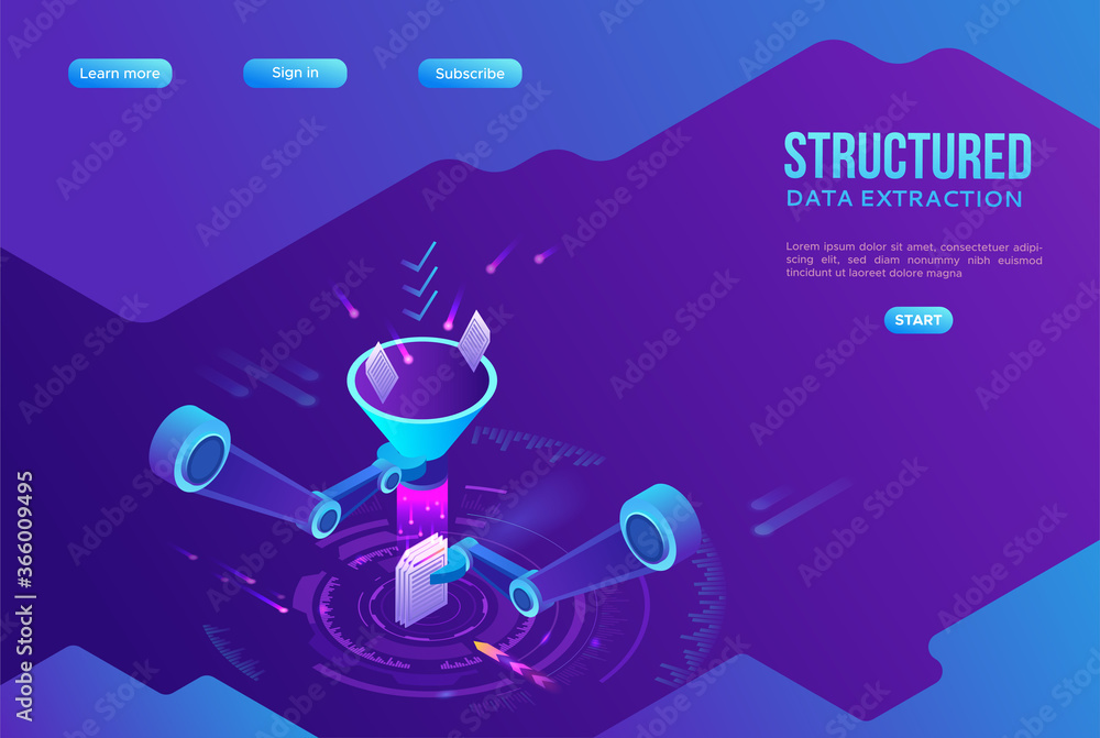 Vektorová grafika „Structured data extraction, robotic arm analyze ...