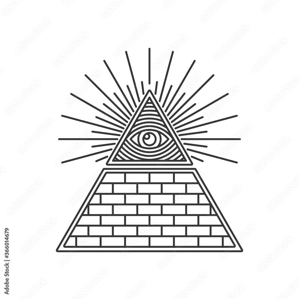 Masonic Illuminati Symbols, Eye in Triangle Sign. Vector Stock Vector ...
