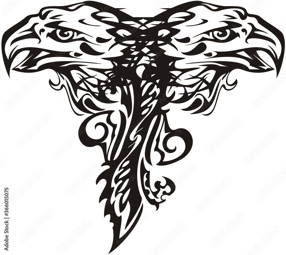 Flaming two-headed eagle symbol. Double-headed eagle as a symbol of ...