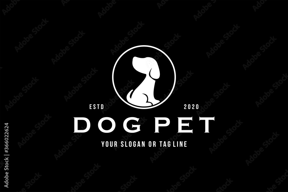 dog pet logo design vector black background template Stock Vector ...
