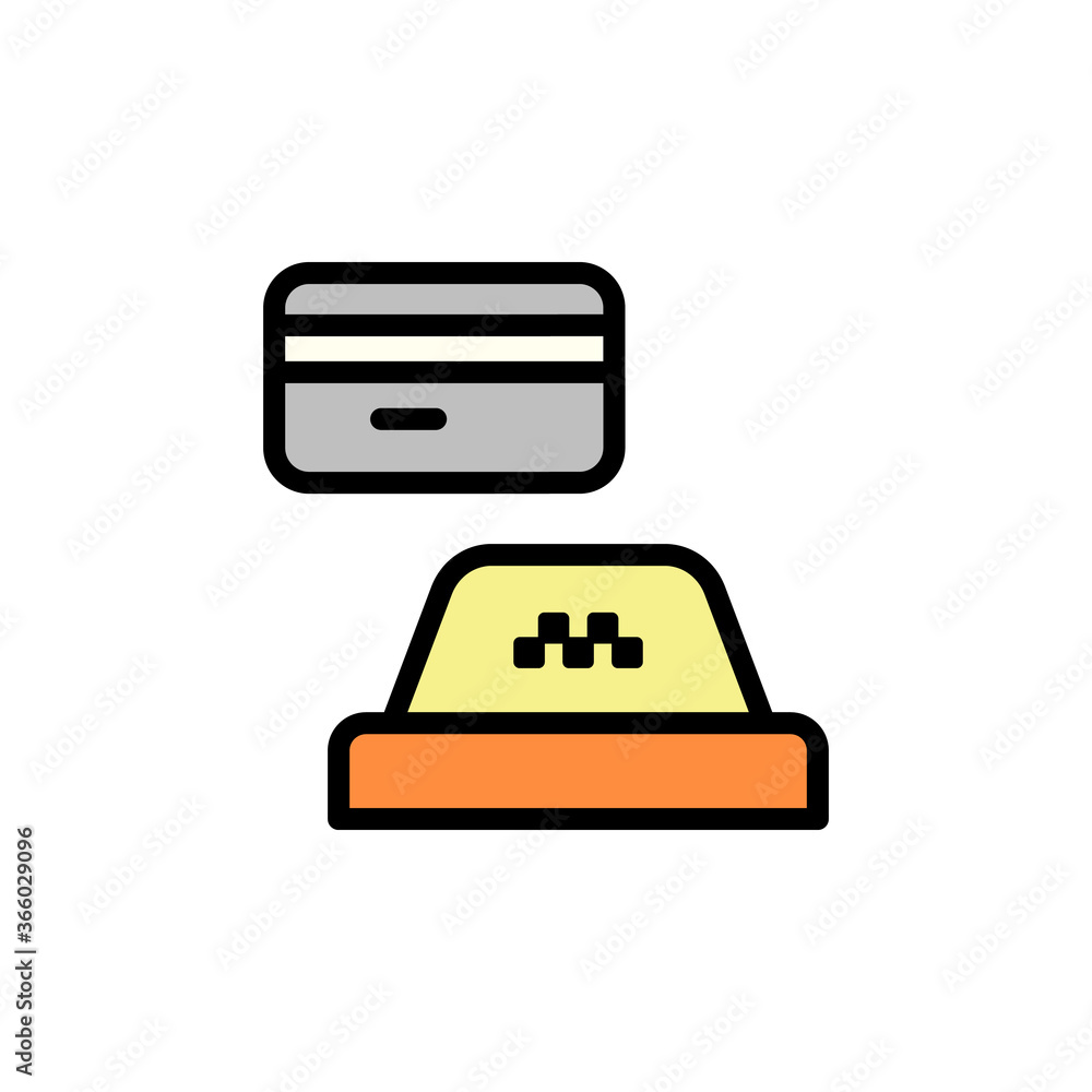Payment, card icon. Simple color with outline vector elements of taxi ...