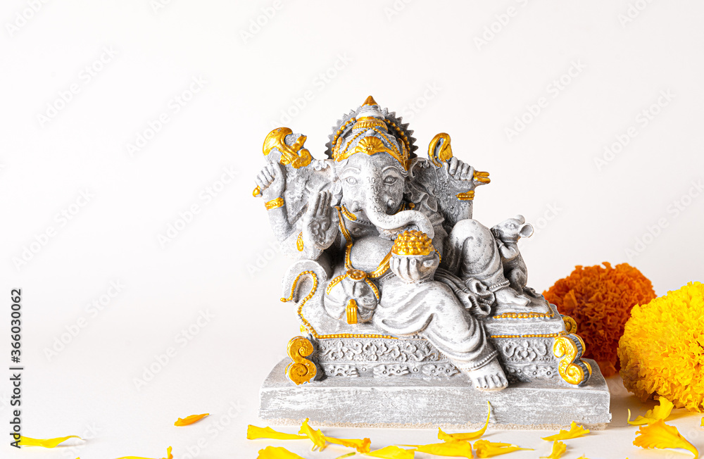 Happy Ganesh Chaturthi festival, Lord Ganesha statue with beautiful ...