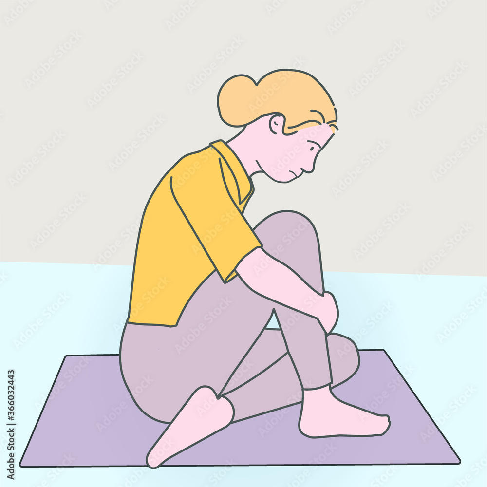 Disappointed emotionally, the girl sits on the floor. Symbolizes a bad ...